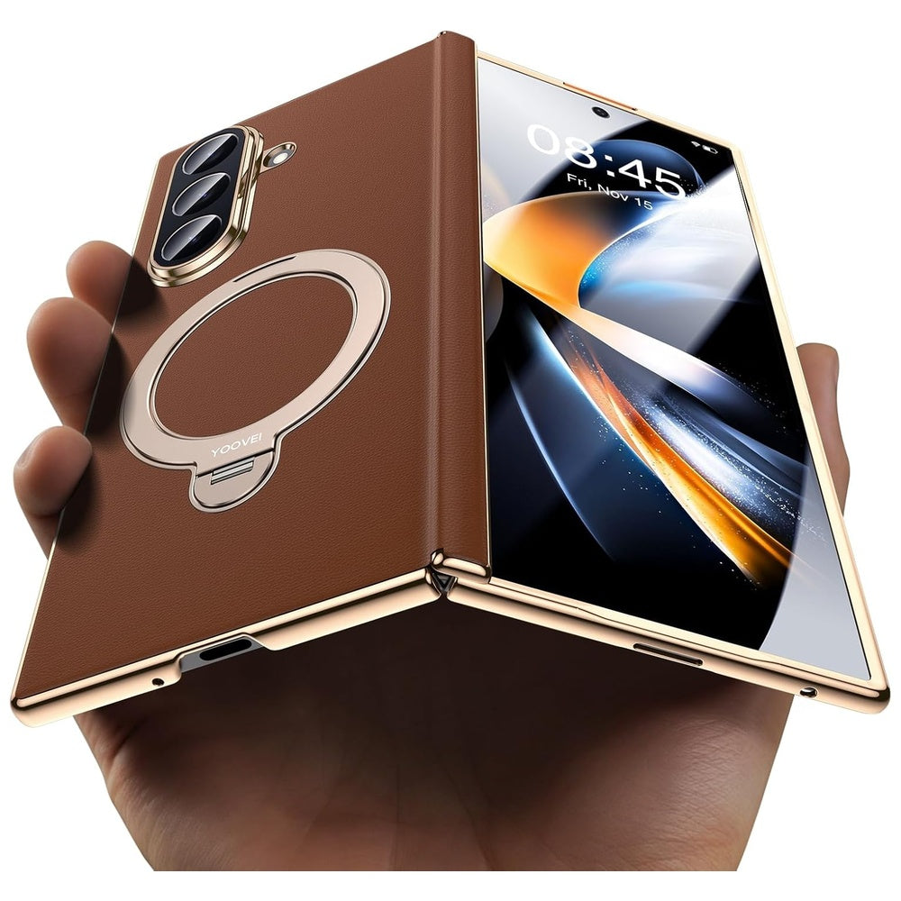 Galaxy Z Fold 7 Luxury Fold Case with Screen Protector & Ring - Brown ...